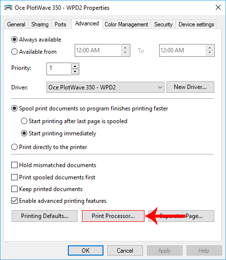 How To Change The Print Processor In Windows Argos Support